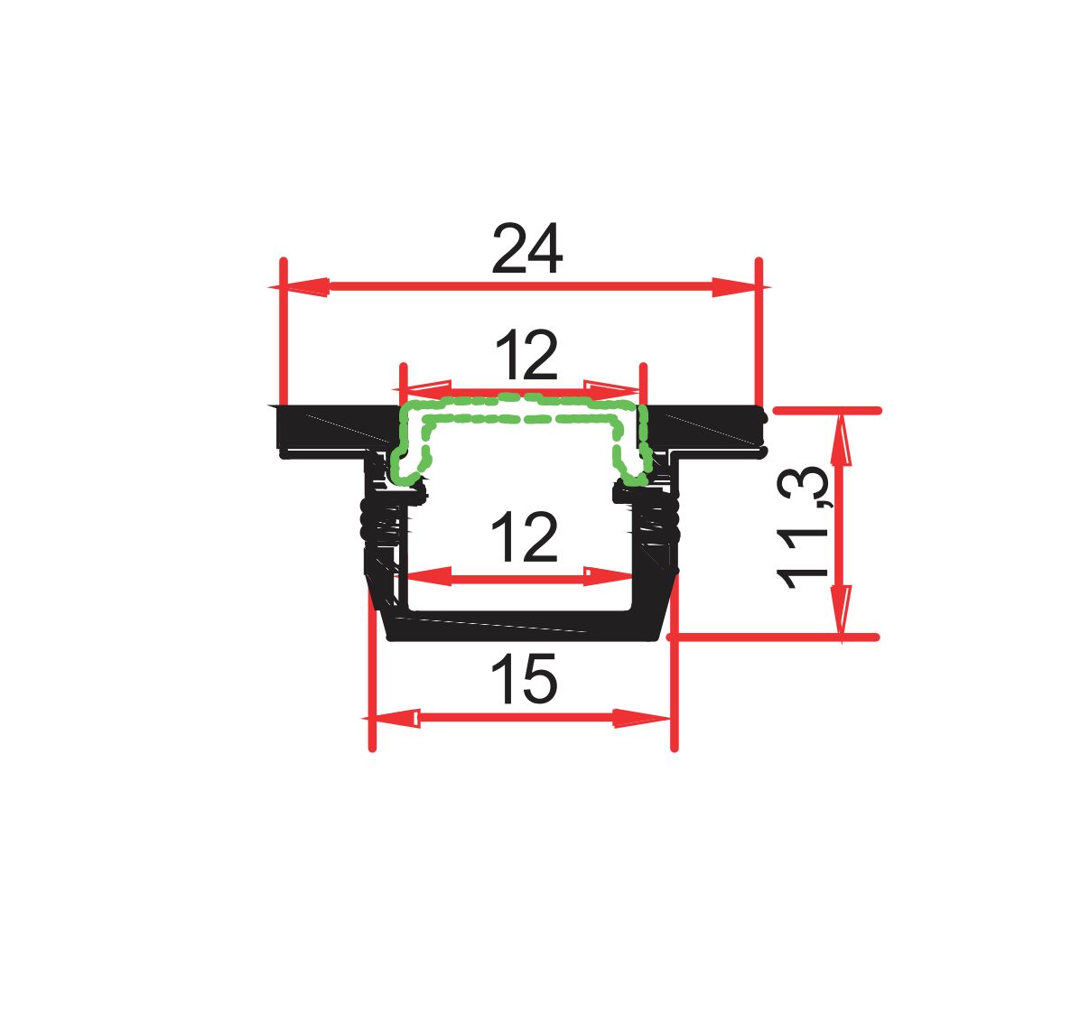 PROFILE PORTE LED ENC 3M NOIR+COUV – ZNATI BRICO